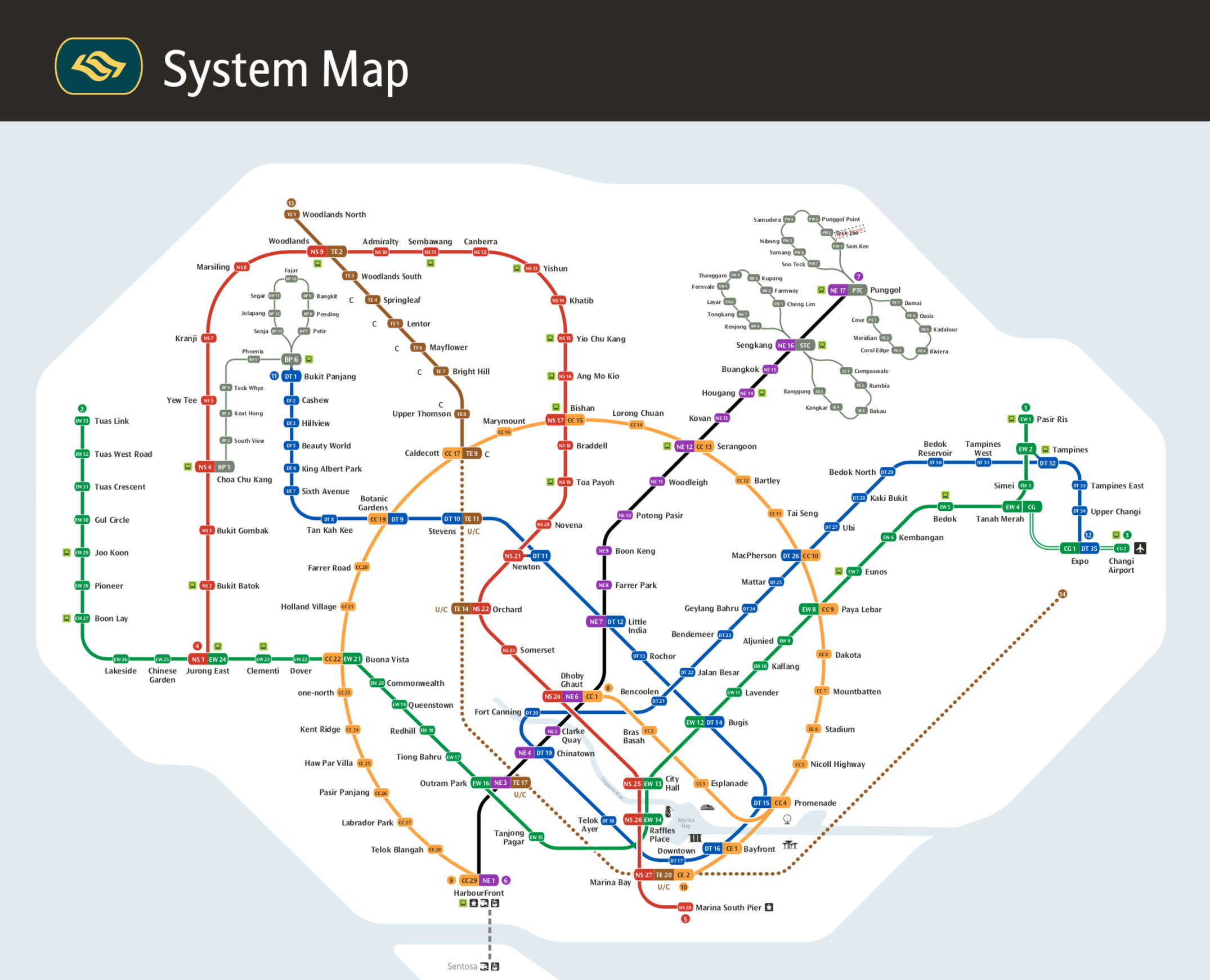 Singapore MRT & LRT train rail maps